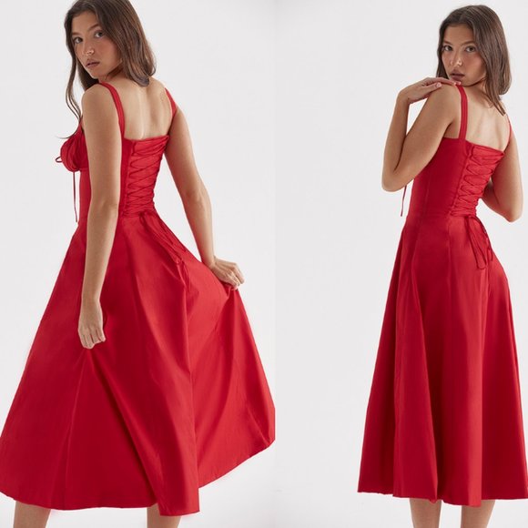 House of CB | Dresses | House Of Cb Carmen Red Rose Bustier Sundress Nwot | Poshmark